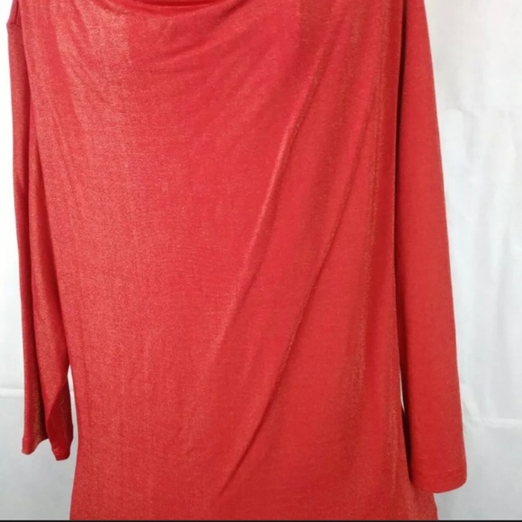 P Luca Milano | Tops | Pluca Milano Red Shimmering Long Sleeve Blouse L ...